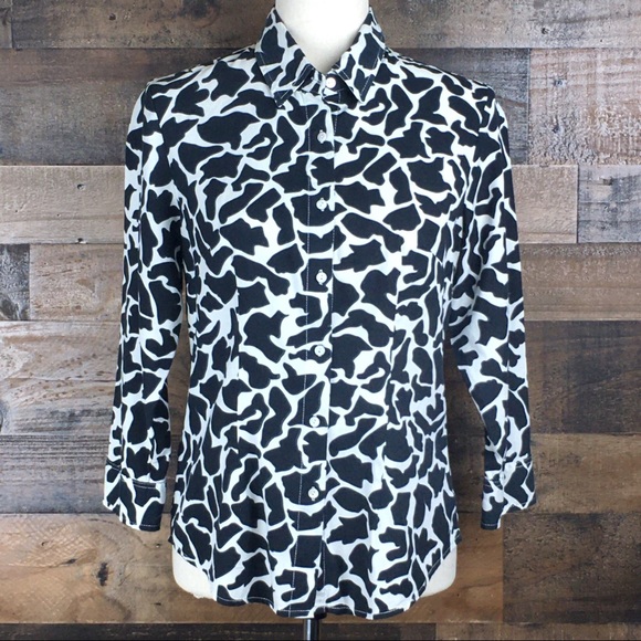 MG Collection | Tops | Mg Silk Collection Animal Print Button Down ...